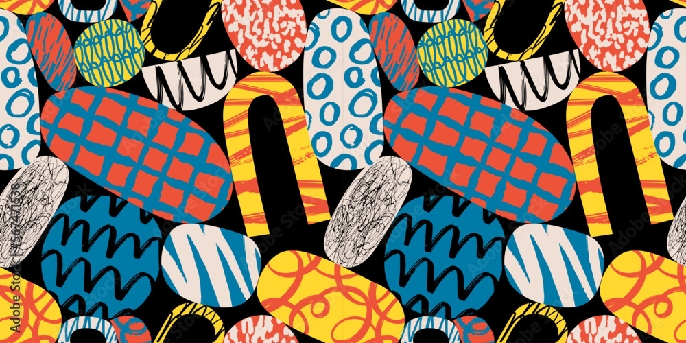 Modern abstract art seamless pattern illustration with colorful big ...