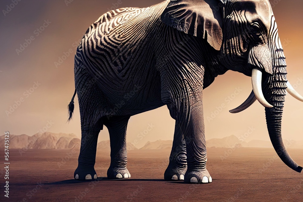 Elephant with zebra skin on studio background. Be different and mindset ...