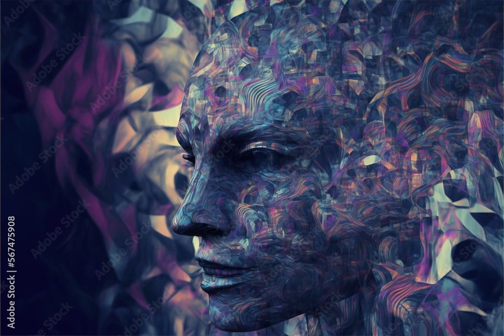 a man's face is made up of many different shapes and sizes of shapes ...