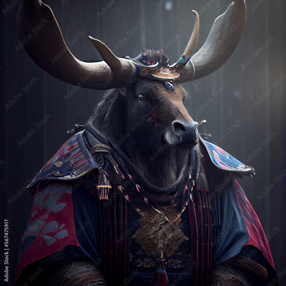Champion samurai moose with gradient background, ai art, wallpaper ...