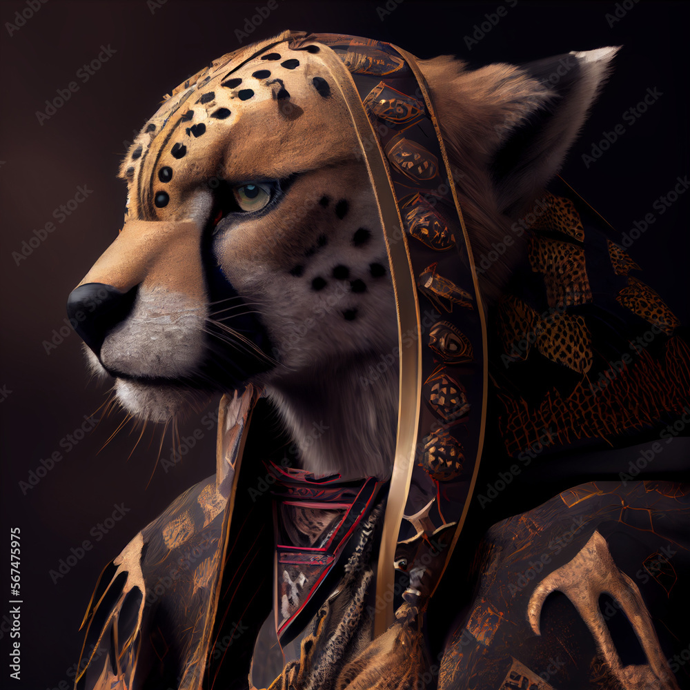Champion samurai cheetah with gradient background, ai art, wallpaper ...