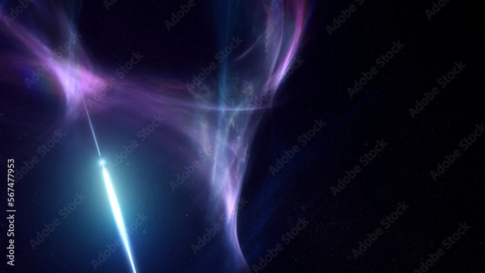 Rotating pulsar wrapped in nebula emitting high energy bursts. Outer ...