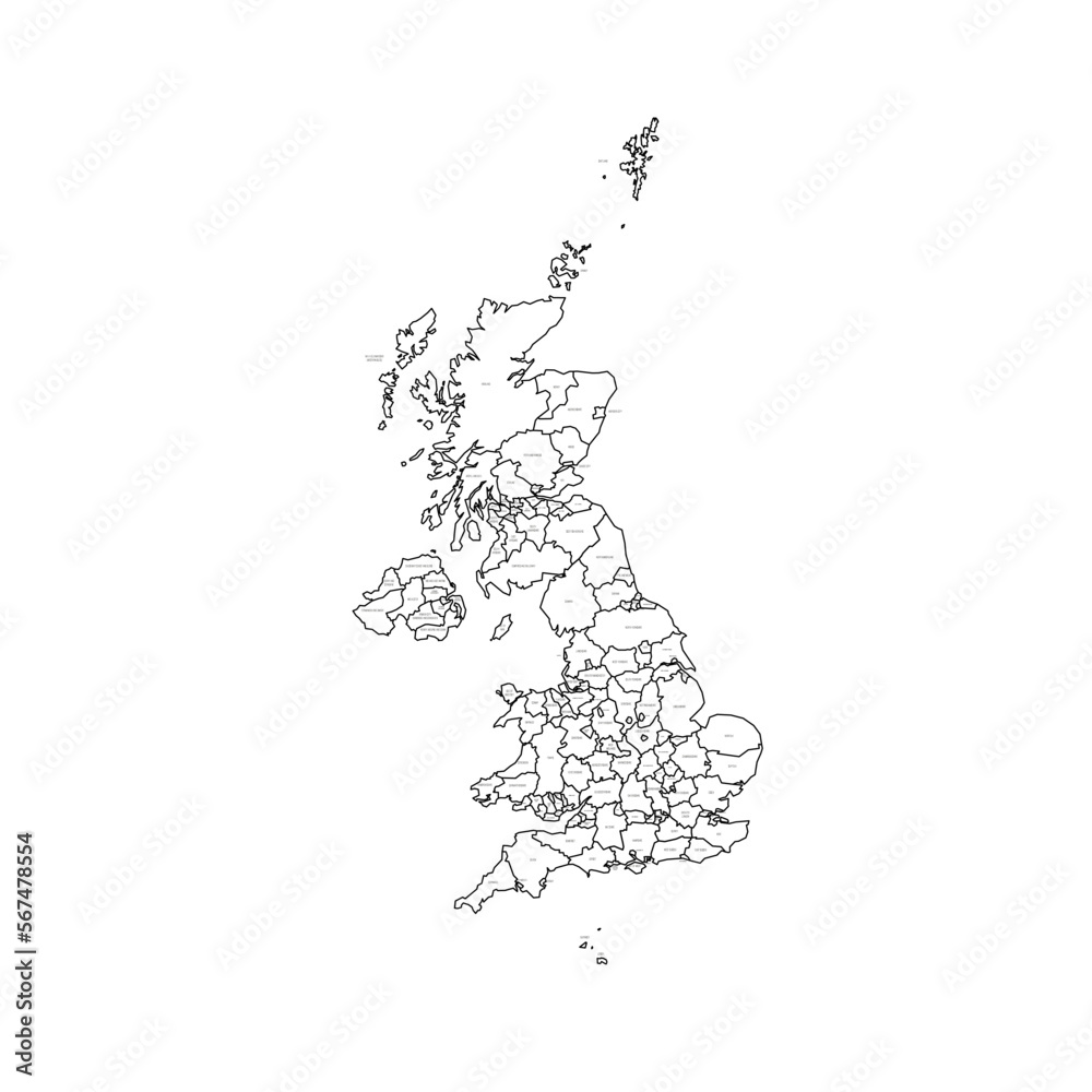 UK political map of administrative divisions Stock Vector | Adobe Stock