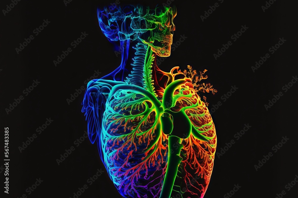 Colourful Body Examination X-ray of Healthy Human Body scanning for ...