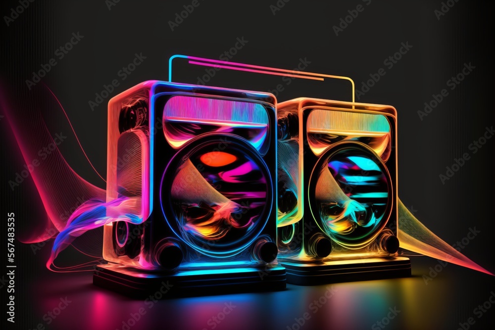 Retro Speaker Stereo Soundsystem in bright Neon Colours - For Party DJ ...
