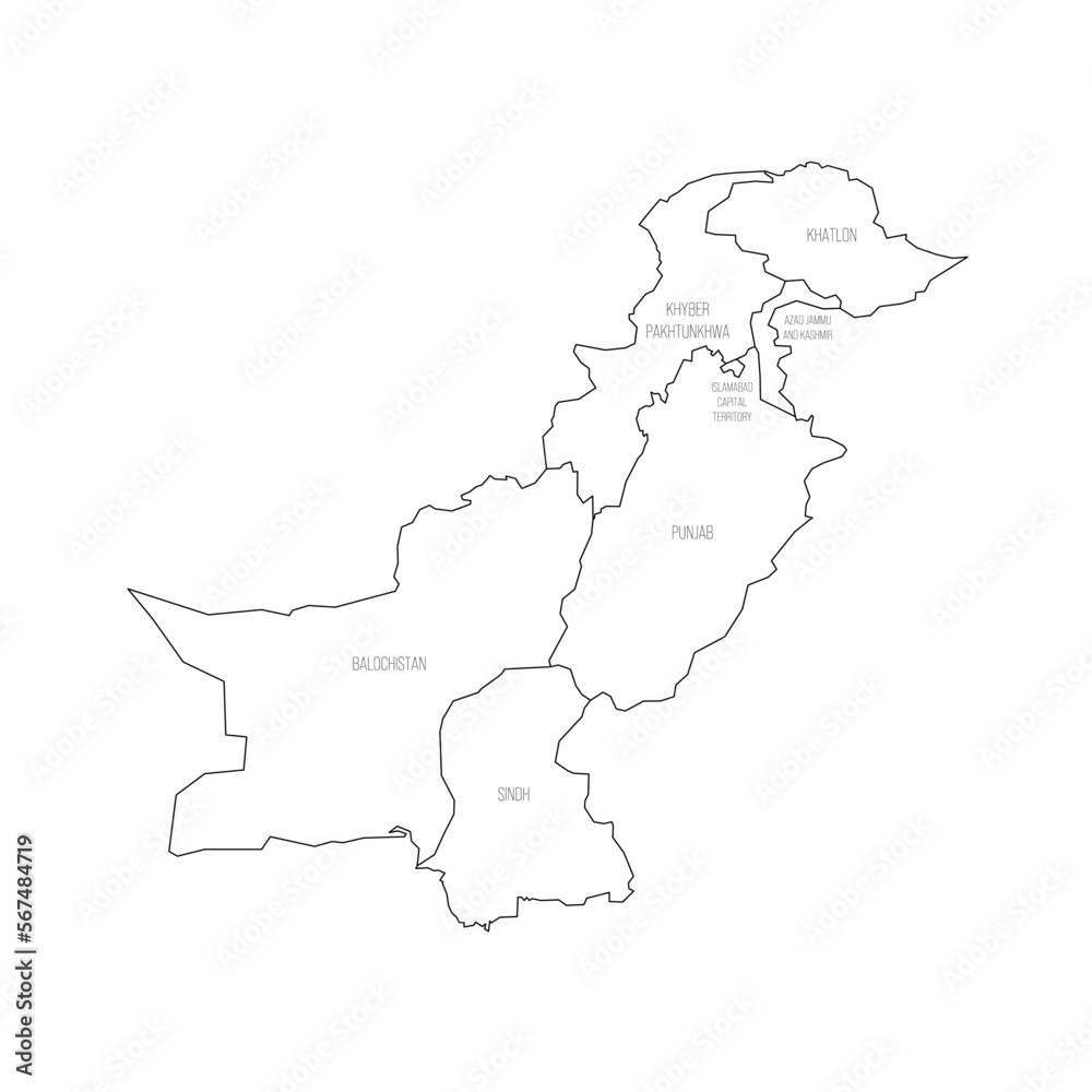 Pakistan political map of administrative divisions Stock Vector | Adobe ...