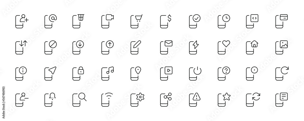 Mobile Phone Function icons. Smartphone technology Modern ui ux Kit ...