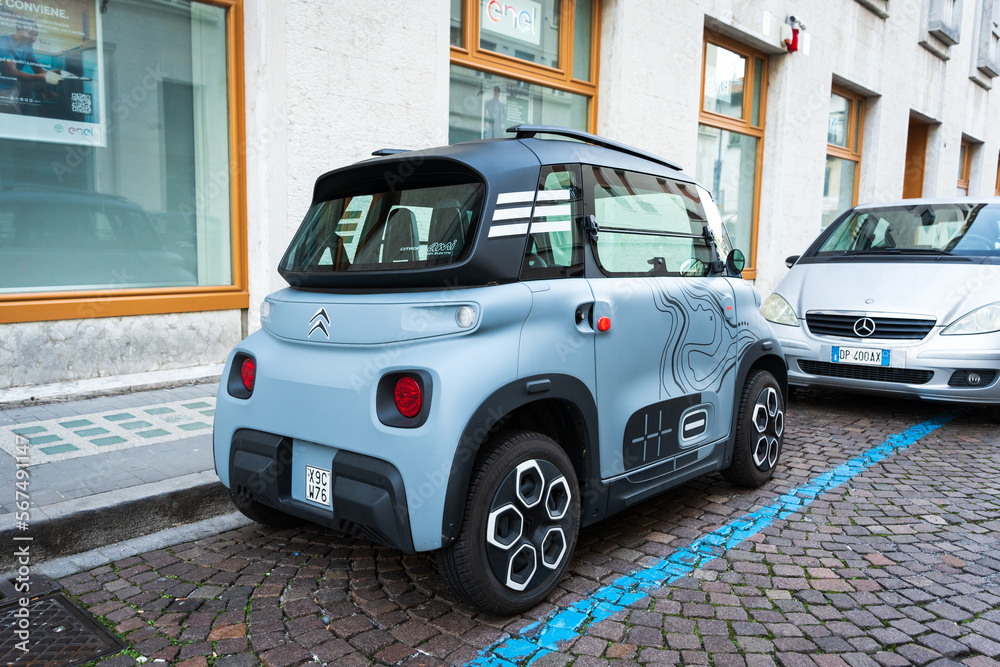 citroen ami electric car back and side view. Udine Italy_January 28 ...