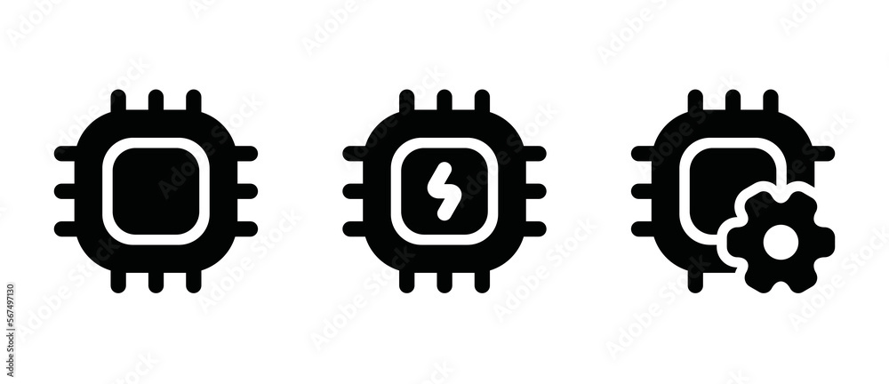 Circuit board icon set. Vector graphic illustration. Suitable for ...