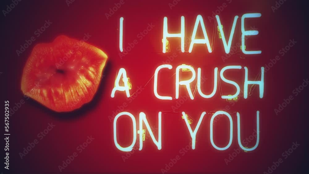 Neon Lights Mouth Kiss Romantic Message Motion Background Neon Romantic Message Flickering With