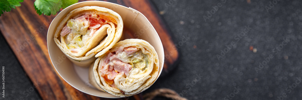 doner kebab shawarma meal food snack on the table copy space food ...