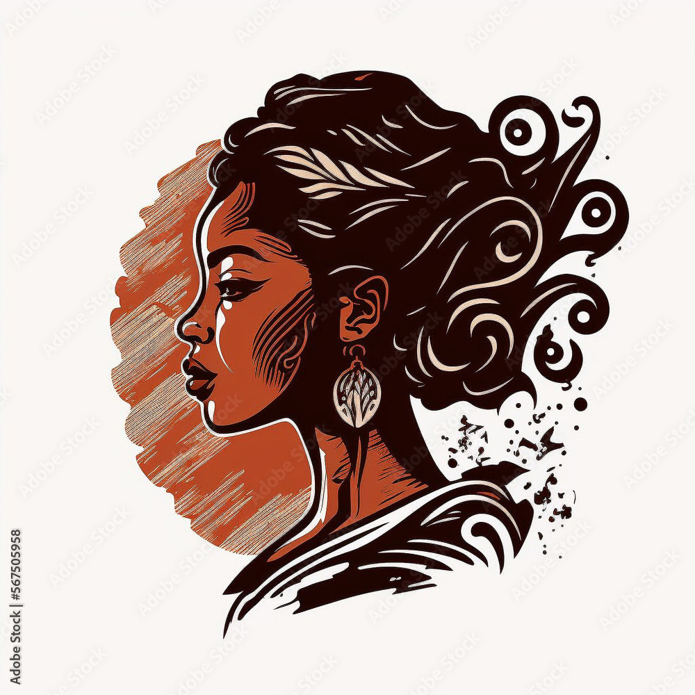strong black woman illustration for logo or editorial (generative ai ...