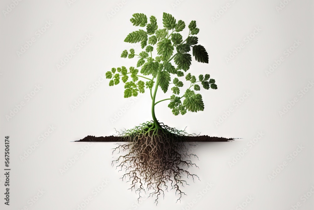 a tree with a lot of green leaves and roots growing out of it's roots ...