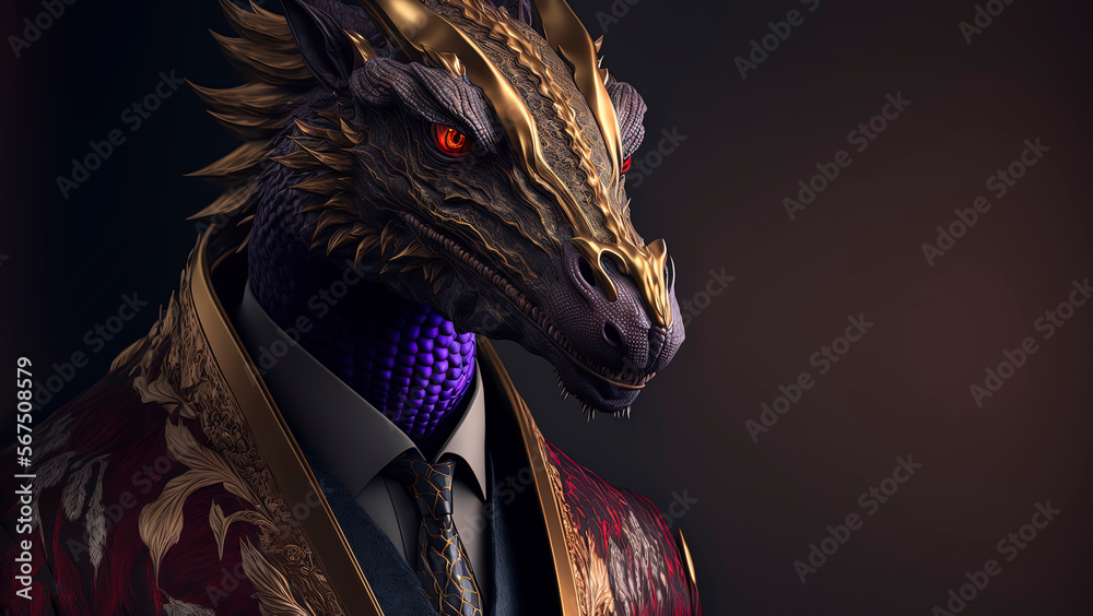 Dragon dressed in a formal business suit. anthropomorphic businessman ...