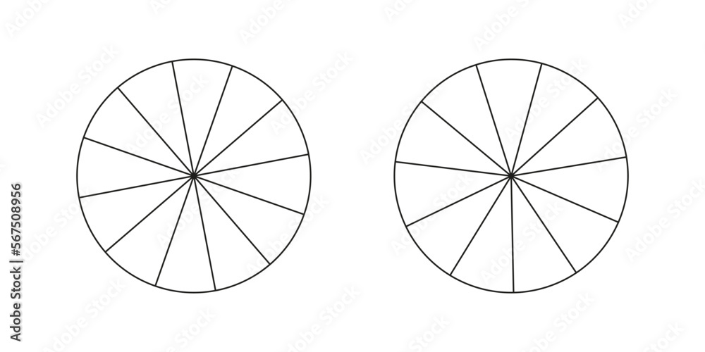 Segmented charts collection isolated on a white background. Set of pie ...