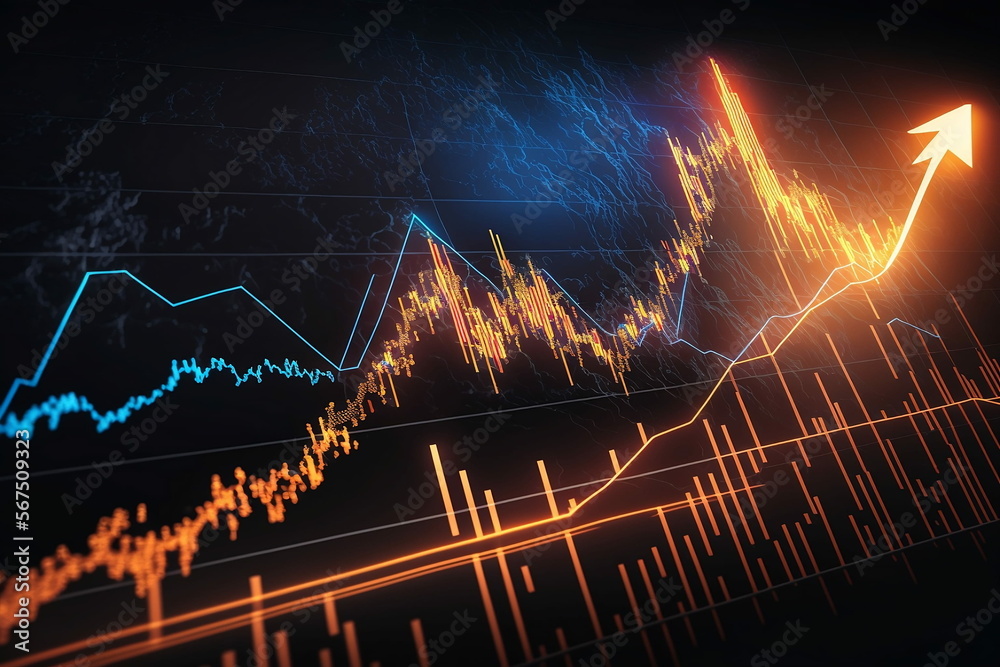 Stock market chart going up indicating crypto rising in value ...