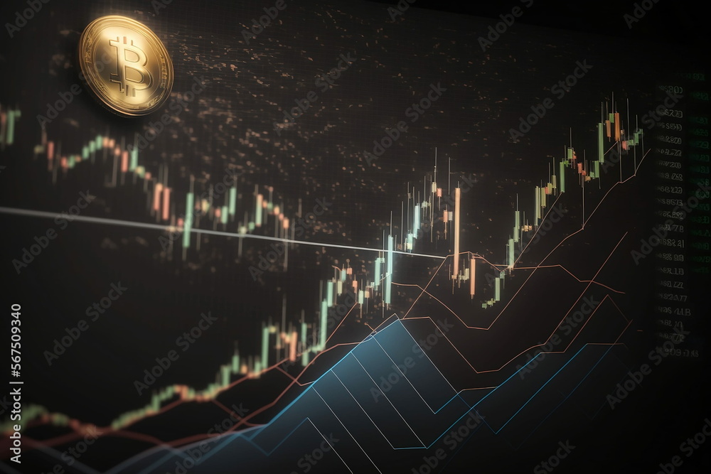 Stock market chart going up indicating crypto rising in value ...