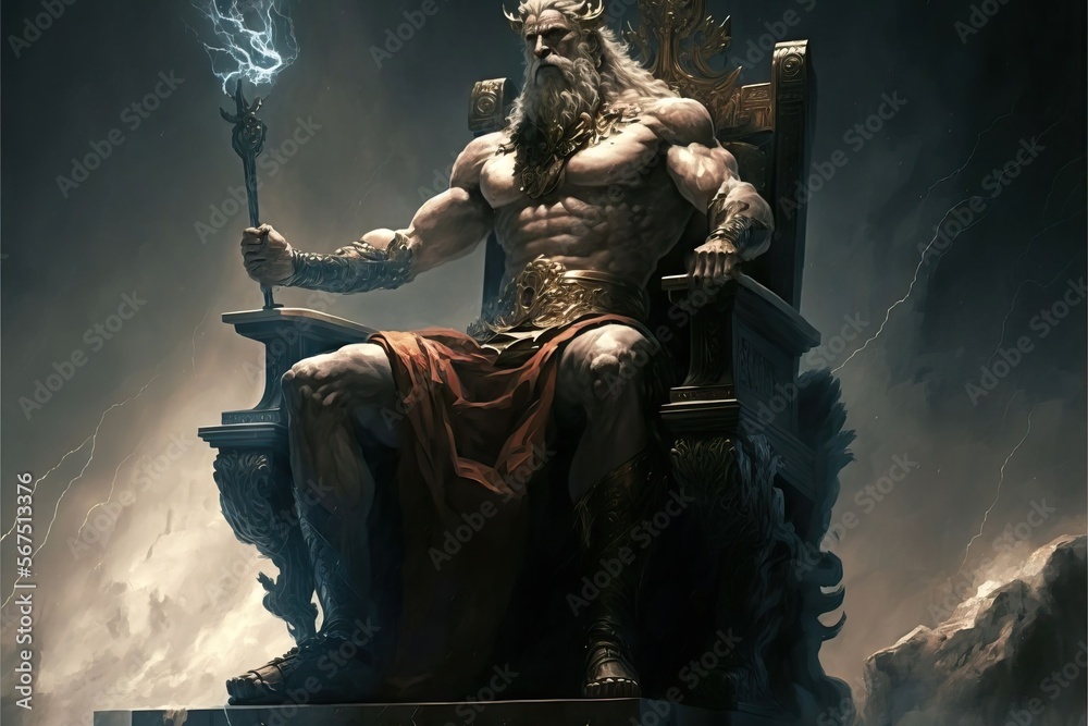 4K resolution or higher, Zeus, seated on the throne, thunders, mount ...