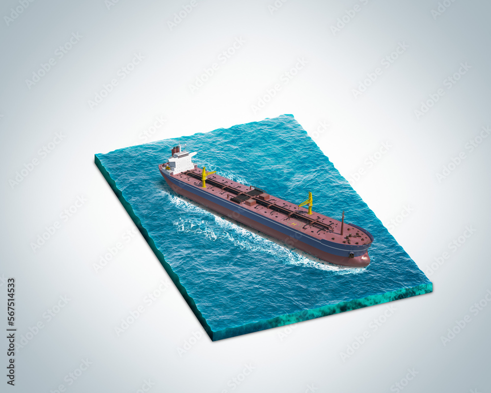 isometric view of Oil Rig and Tanker Ship Side View, Gas, Petroleum ...