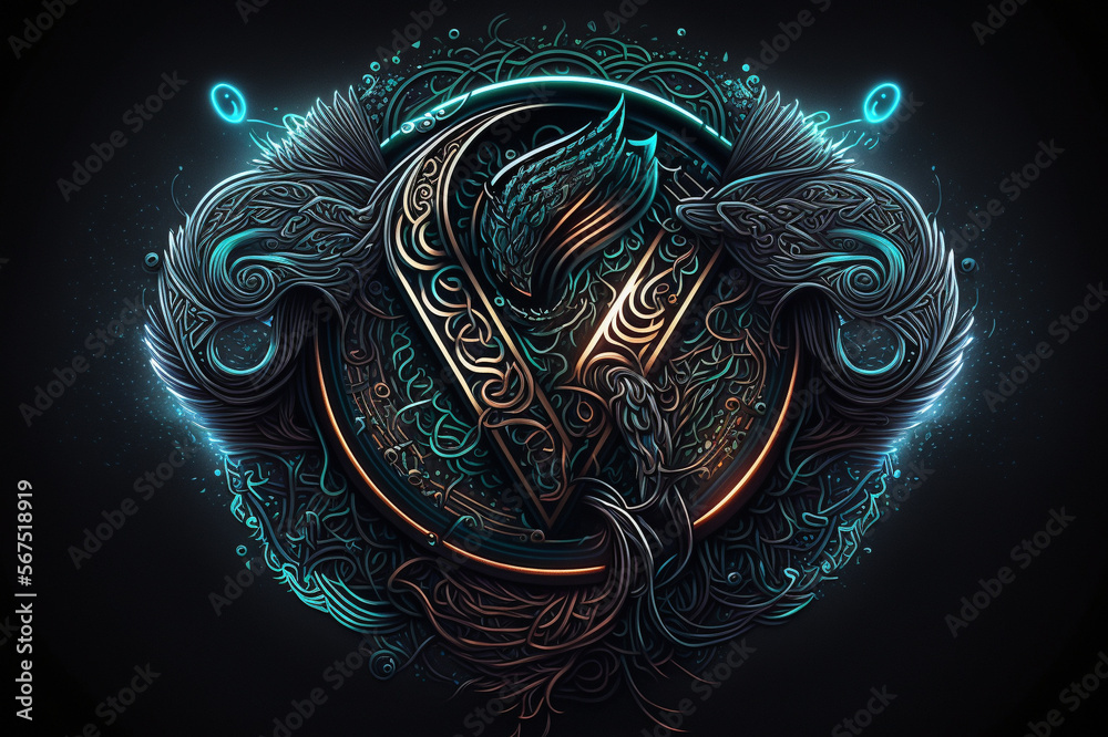 Letter V Logo, Vikings v logo, Roots, Fantasy,Fantastic, Generative AI ...