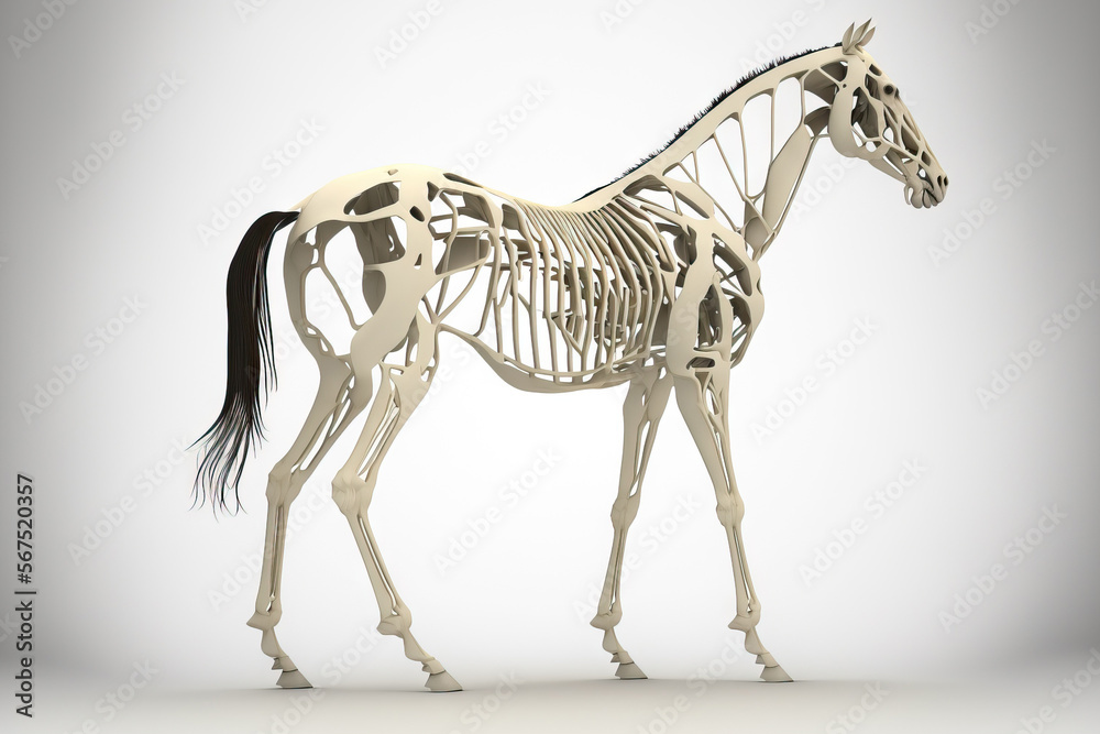 Horse Skeleton Anatomy, white background, isolated. Generative AI Stock ...