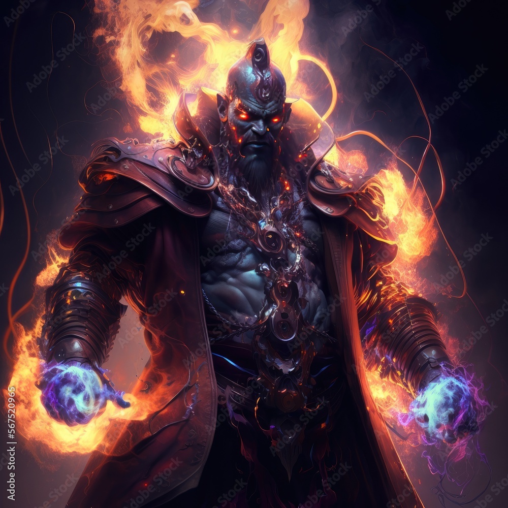 Portrait of an archdemon god of the underworld seeking to reclaim his ...