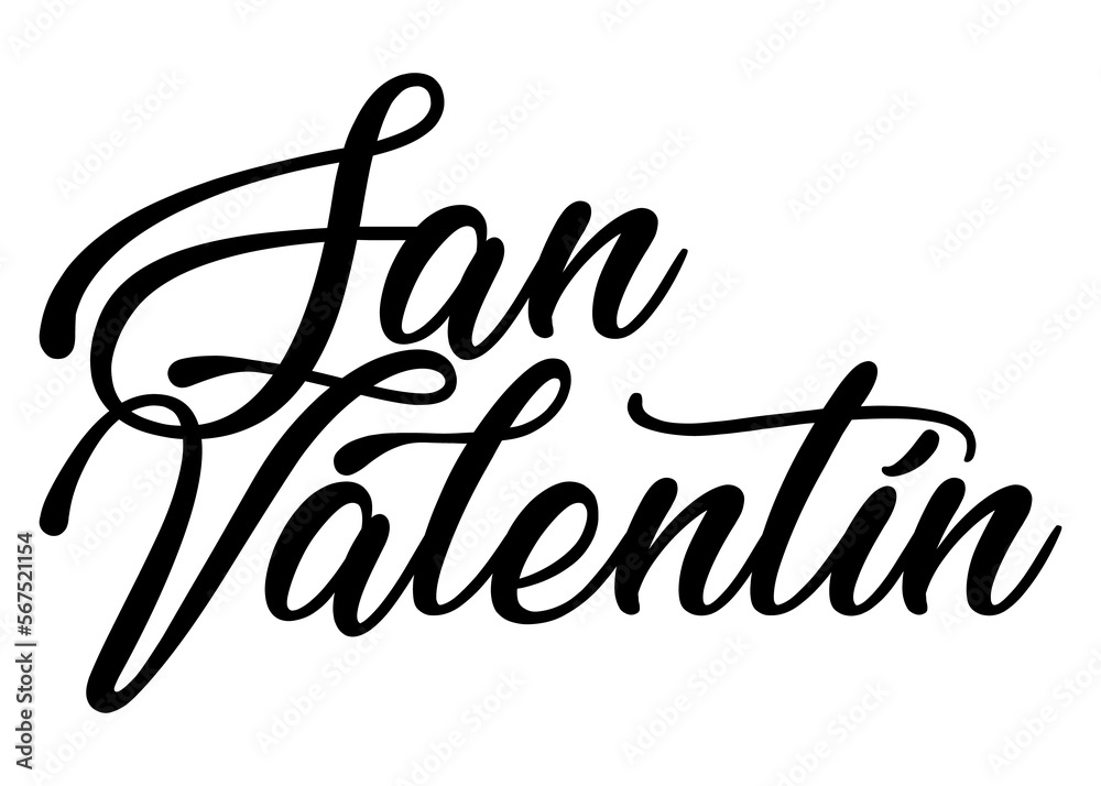 Letras de la palabra San Valentín. Texto manuscrito San Valentín en ...