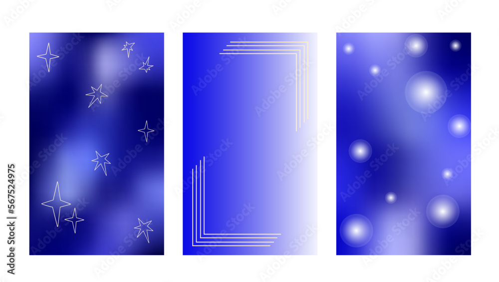 Y2k abstract holographic gradient background templates set dark blue ...