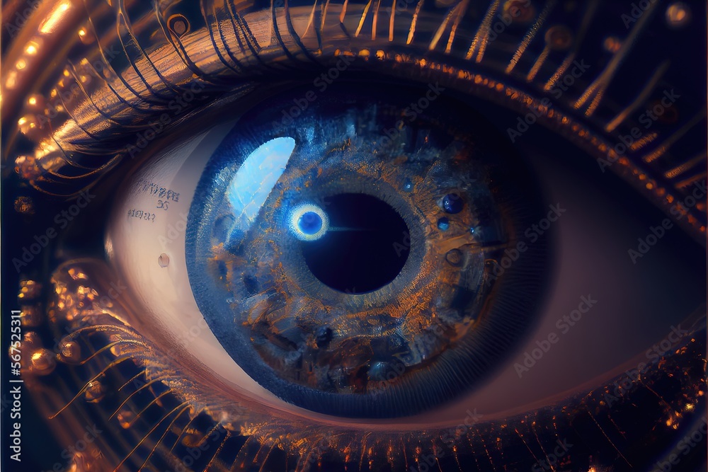 Closeup macro photorealistic illustration of a (somewhat) human eye ...