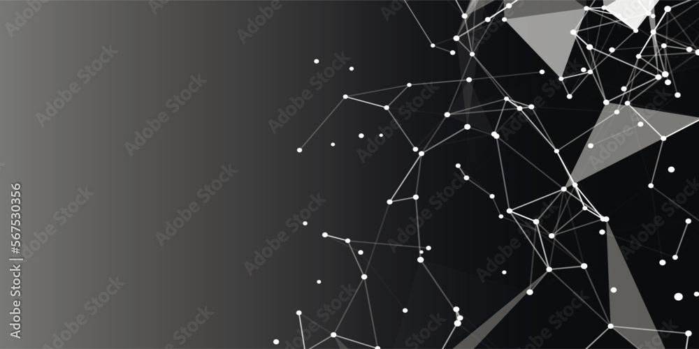 Abstract background with connecting dots and lines. Network connection structure. Plexus effect ...