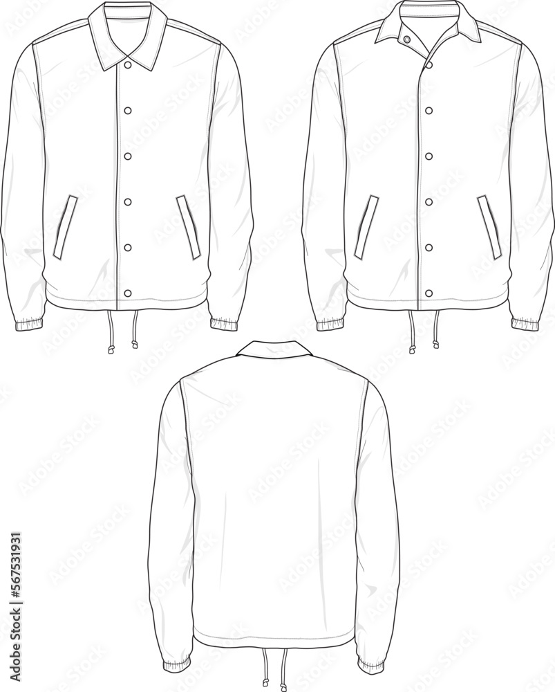 Coach Jacket Coach’s Jacket flat sketch template technical CAD ...