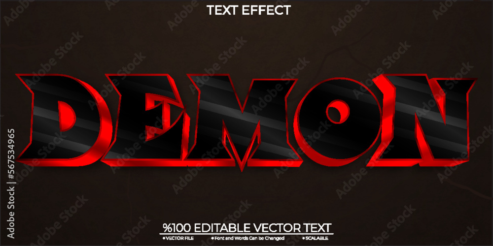 Dark and Red Shiny Demon Editable and Scalable Template Vector Text ...