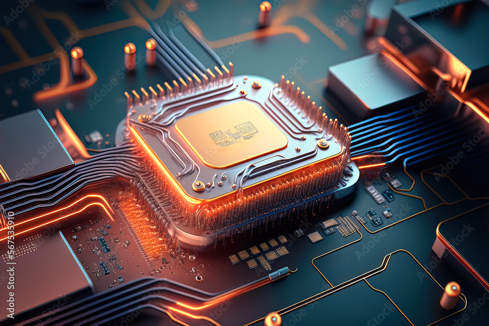 Circuit board. Technology background. Central Computer Processors CPU ...