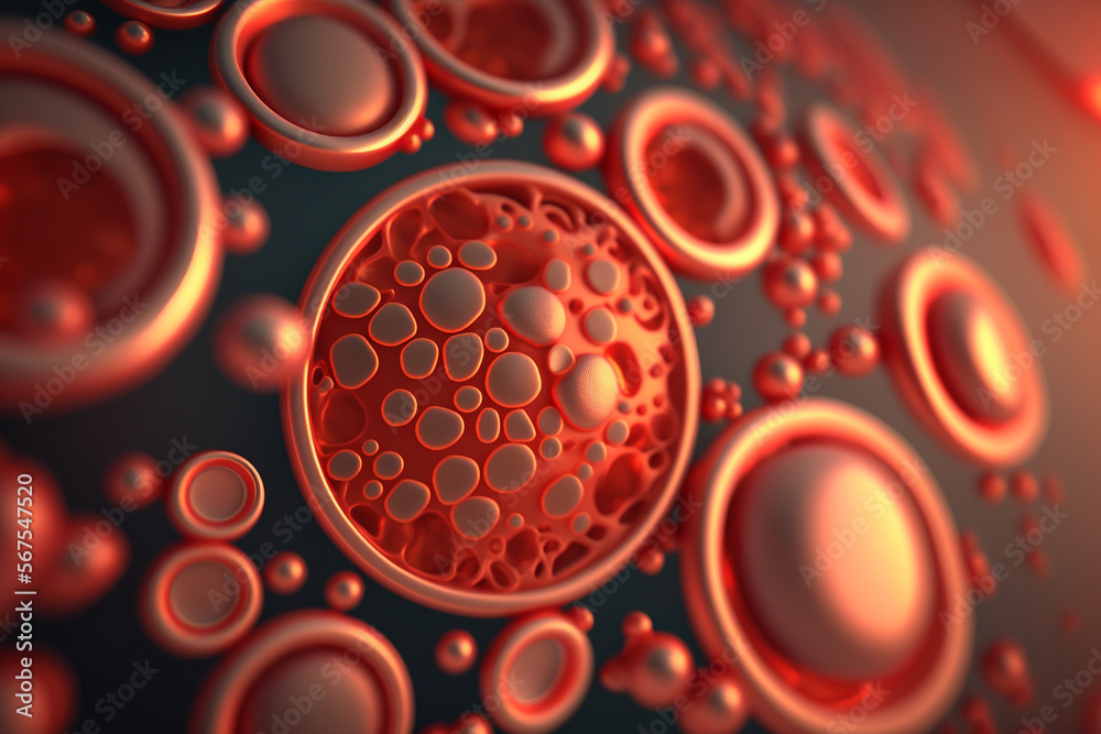Red blood cells inside human body close up anatomy inside veins and ...