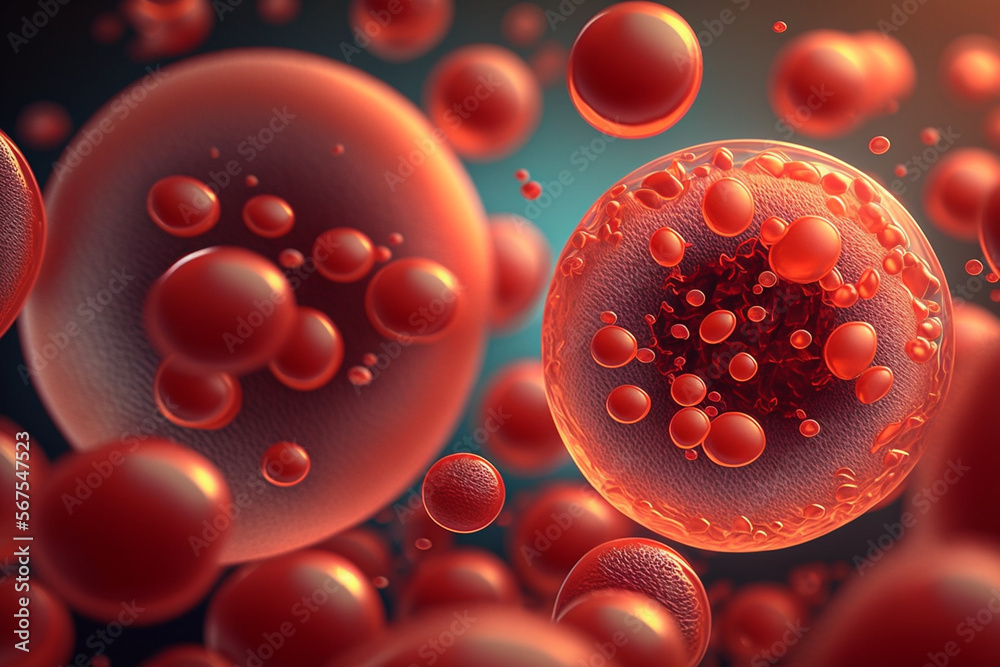 Red blood cells inside human body close up anatomy inside veins and ...
