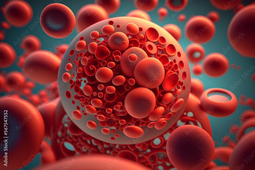 Red blood cells inside human body close up anatomy inside veins and ...