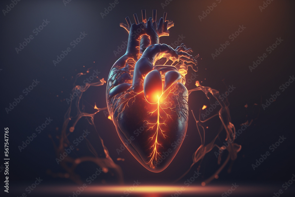 Detailed human anatomy of heart veins and arteries inside human body ...
