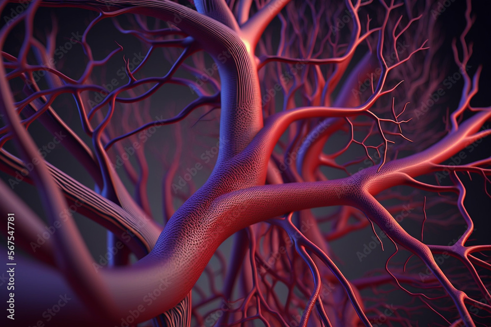 Detailed human anatomy of heart veins and arteries inside human body ...
