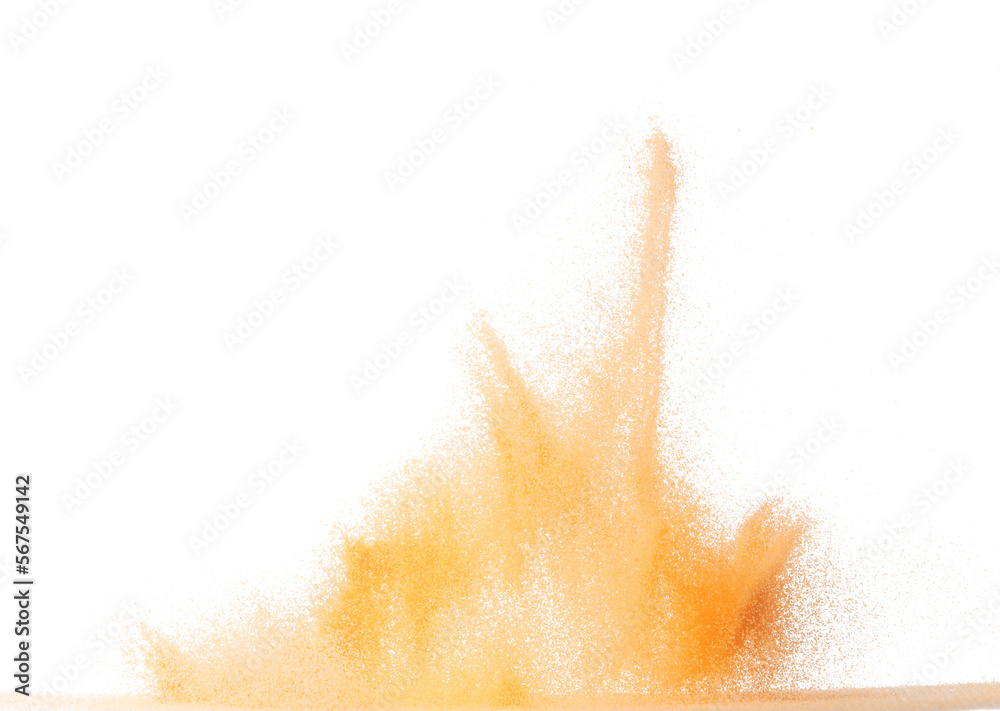 Small size orange Sand flying explosion, fruit sands grain wave explode ...
