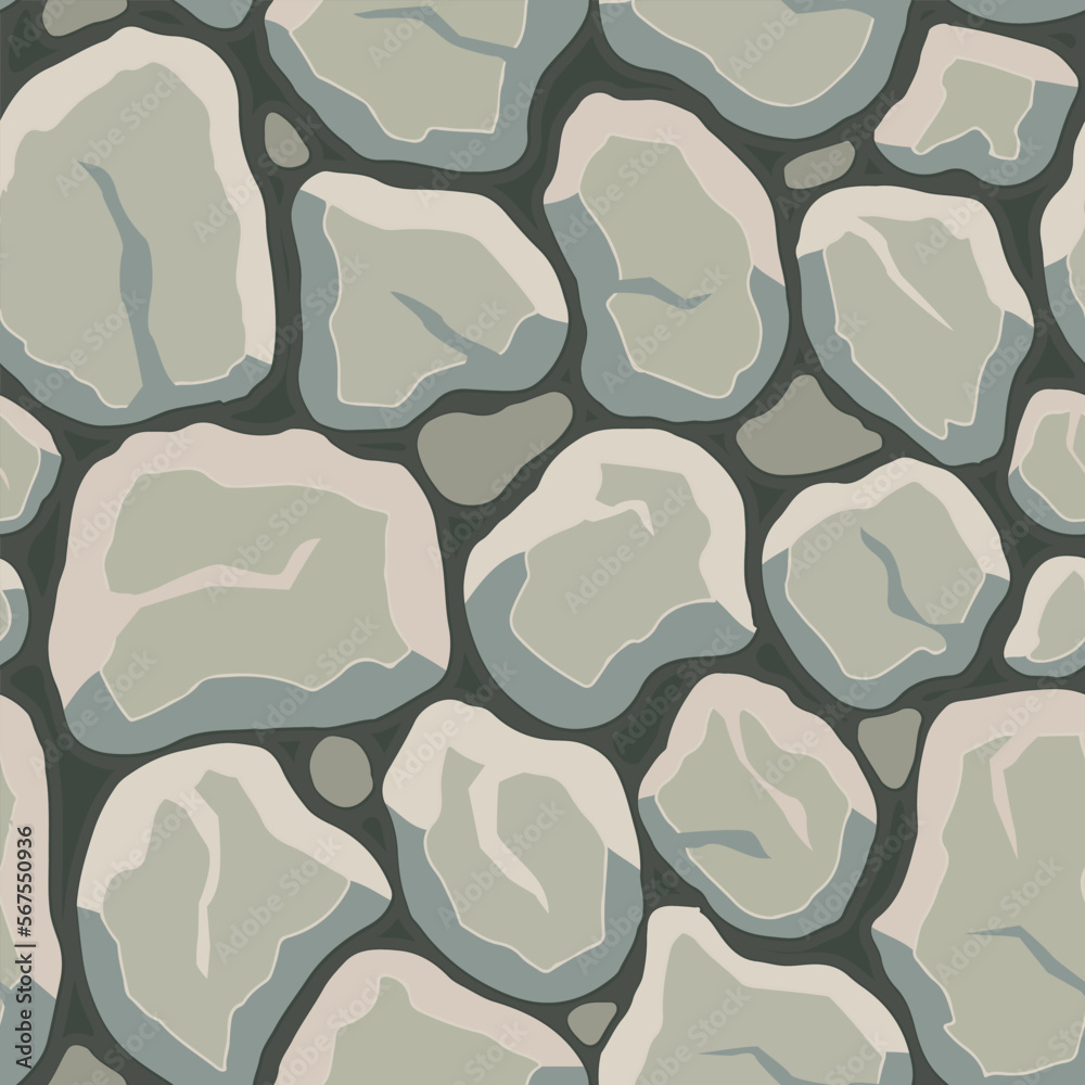 Cartoon game texture, rocks, dirt and ground surface seamless pattern ...