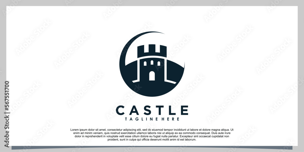 castle logo design inspiration with template creative concept Stock ...