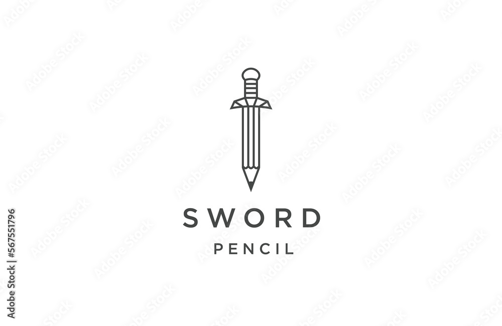 Sword pen logo design template flat vector Stock Vector | Adobe Stock