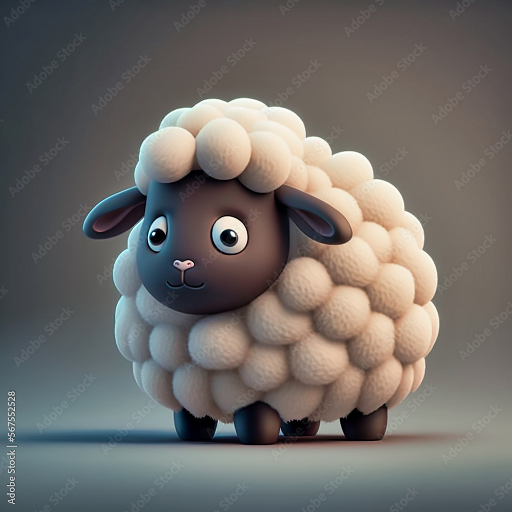 Cute little sheep 3d rendering, illustration of farm animals. Digital ...