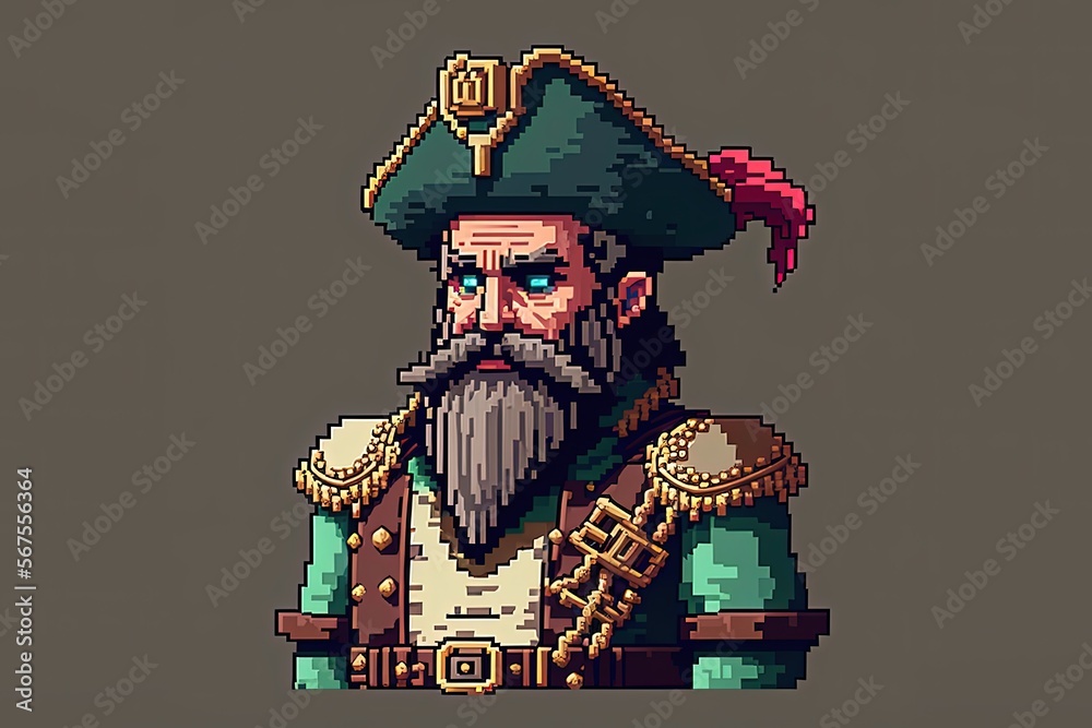 Pixel art pirate character for RPG game, character in retro style for 8 ...