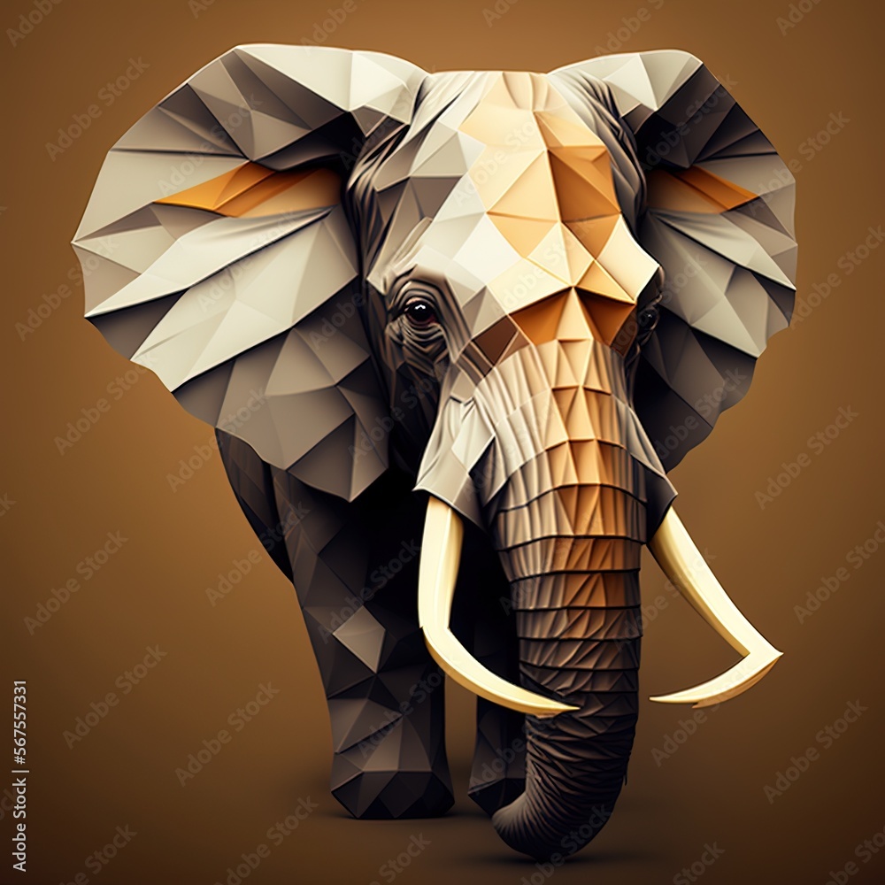 Generative AI illustration of creative of elephant made of colorful ...