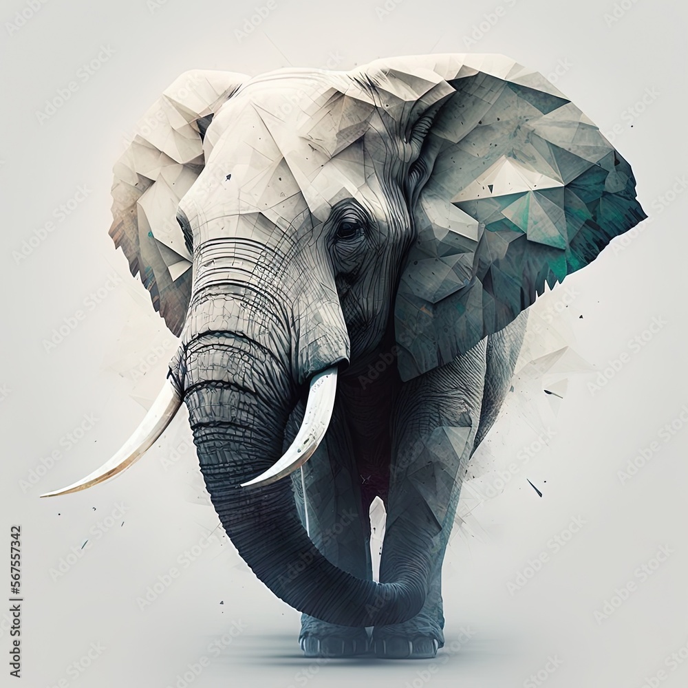 Generative AI illustration of creative of elephant made of colorful ...