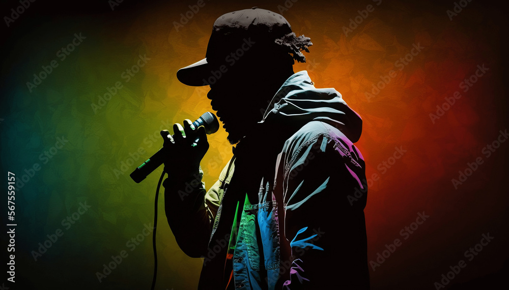 Rapper With Mic Silhouette