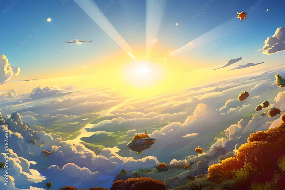Stunning Game Background Landscape with Beautiful Sky - Generative AI ...