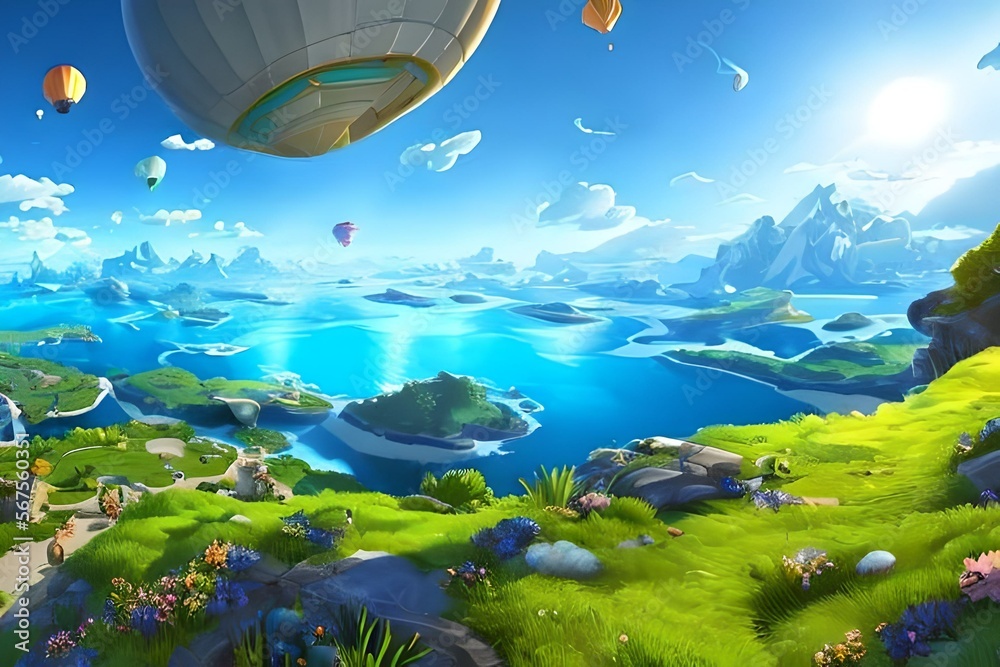 Stunning Game Background Landscape with Beautiful Sky - Generative AI ...