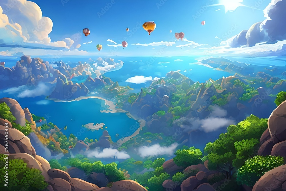 Stunning Game Background Landscape with Beautiful Sky - Generative AI ...